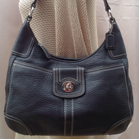 Coach | Bags | Coach Black Pebble Hamilton Leather Hobo Bag | Poshmark